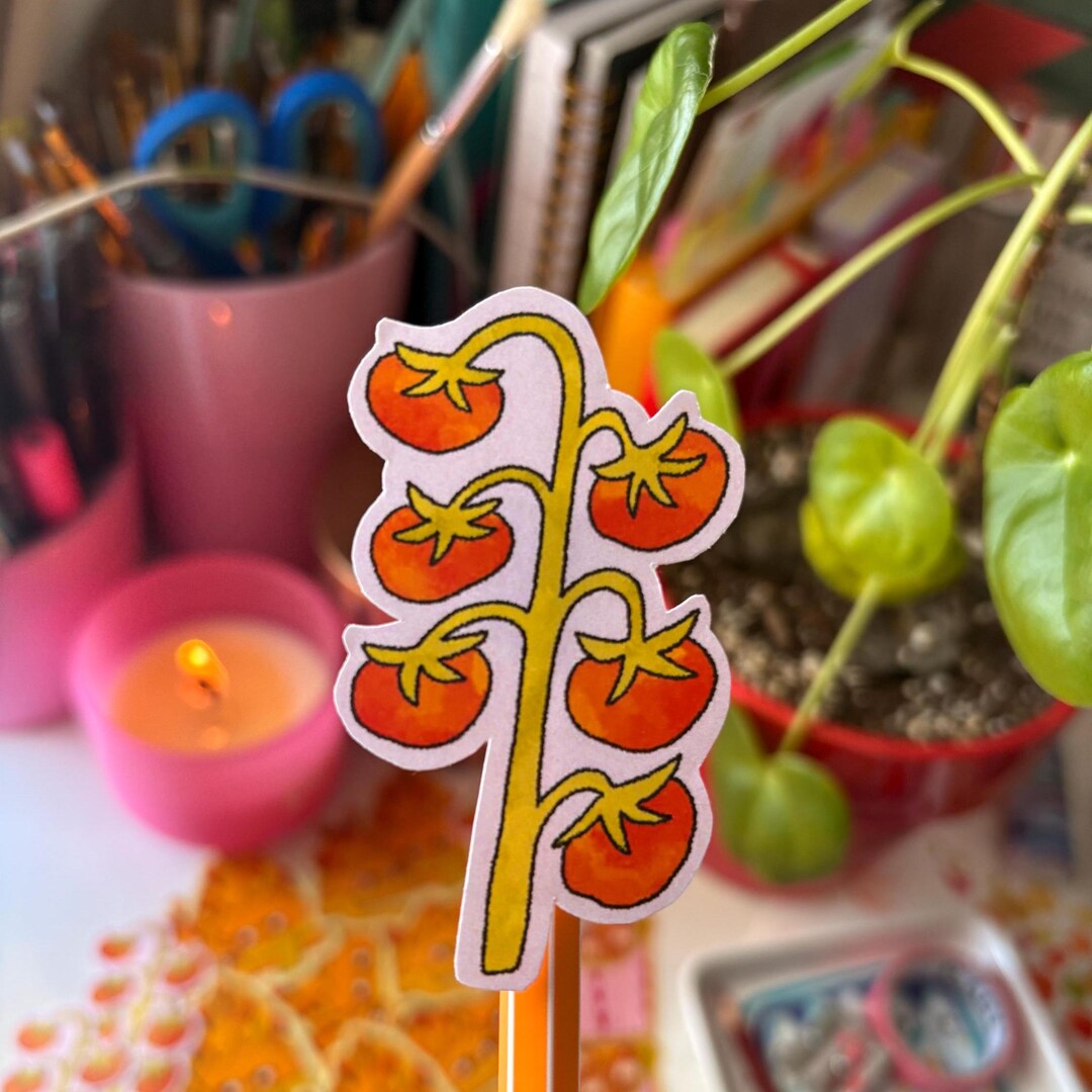 Cute Illustrated Tomato Sticker / Glossy Sticker - Etsy