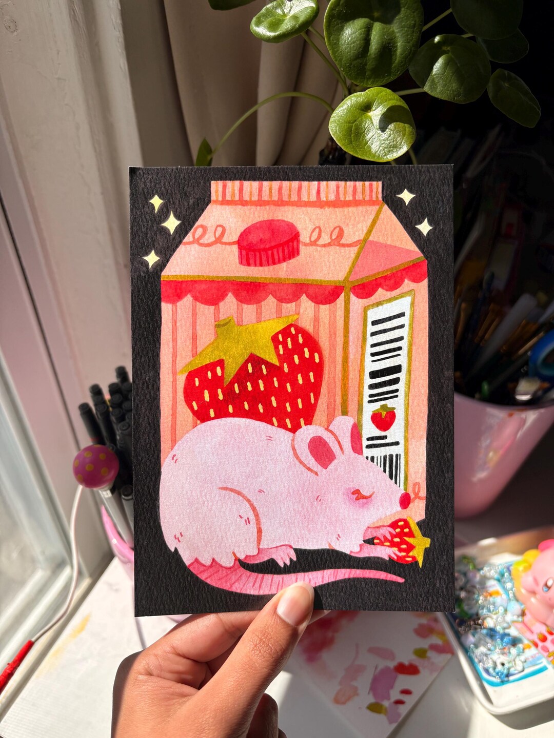 Cute Illustrated Mouse and Juice Art Print - Etsy