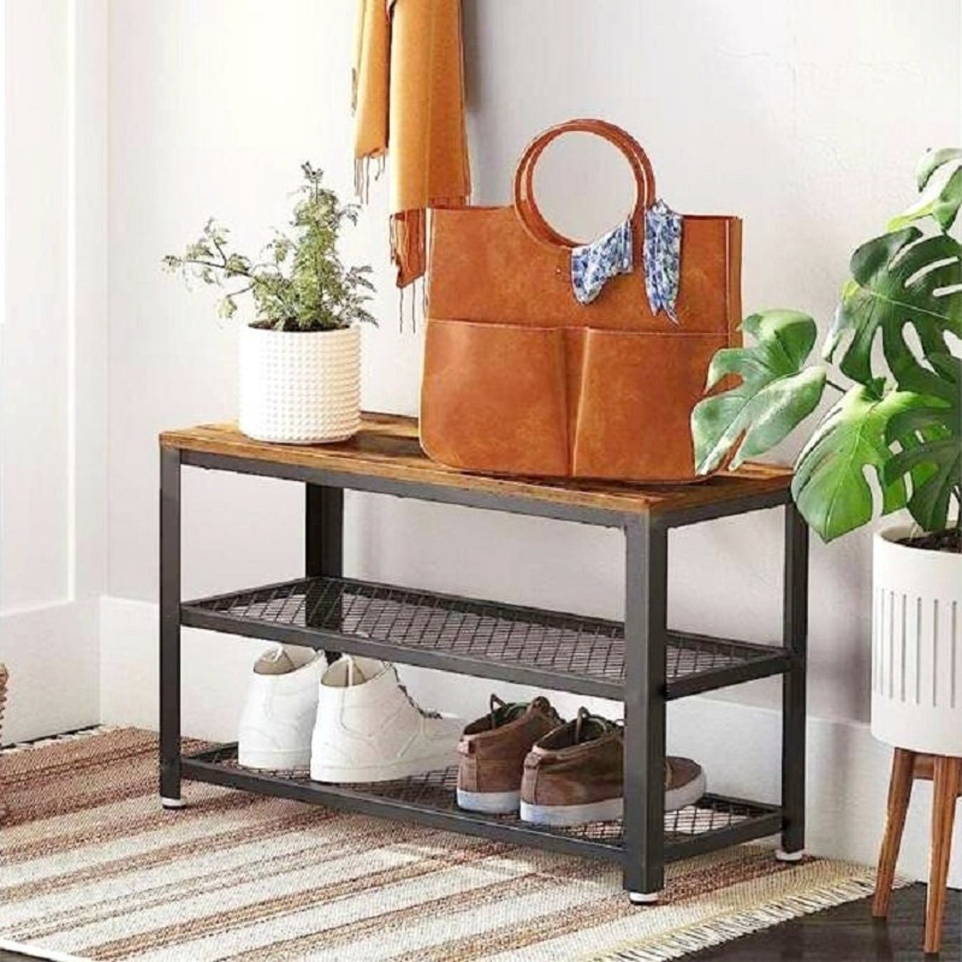 Industrial Style Shoe Bench - Etsy