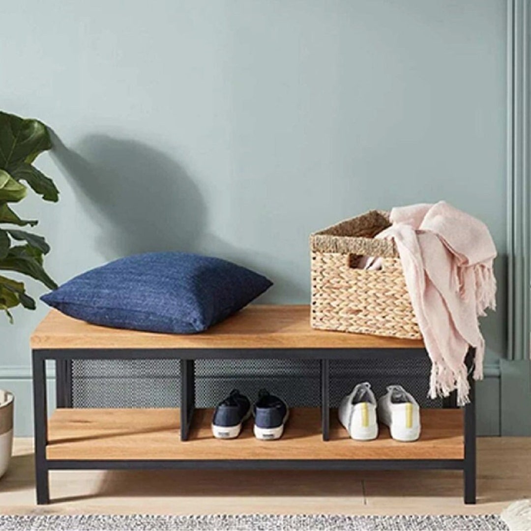 Industrial Style Shoe Bench - Etsy