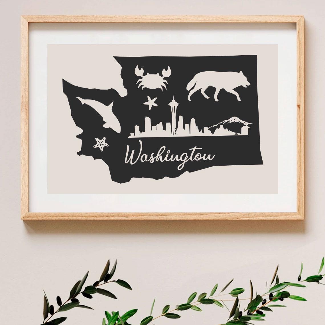 Washington State SVG / Seattle Cut File / Washington / Clip Art / Miami ...