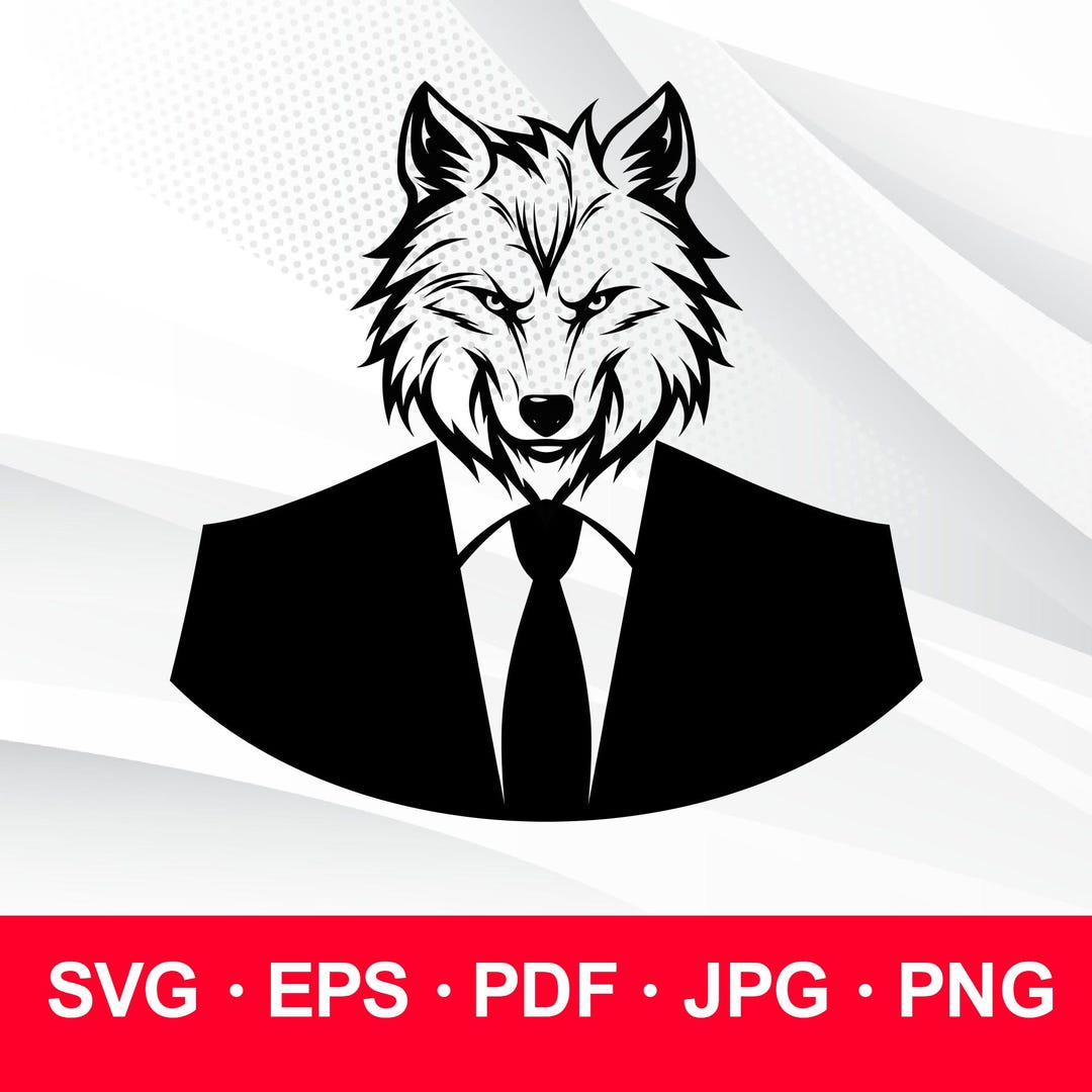 Wolf in Suit SVG Animal Illustration Dapper Wolf Clipart Business ...