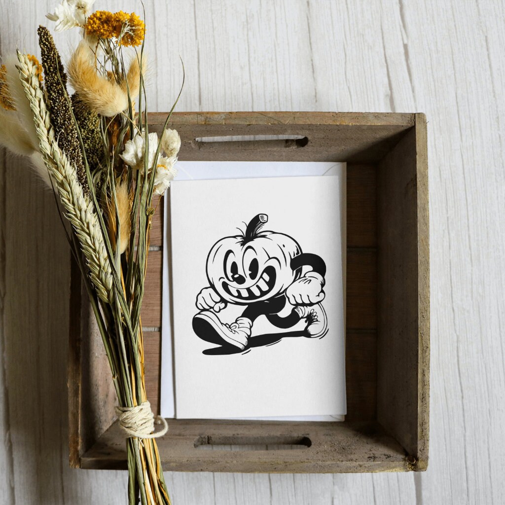 Pumpkin Face Mascot Character Clip Art. Retro Halloween Cartoon Clipart ...