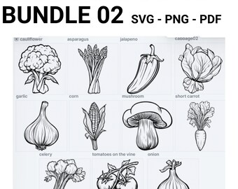Vegetable Clipart Bundle 03. High Resolution. SVG PNG PDF. Food Vector ...