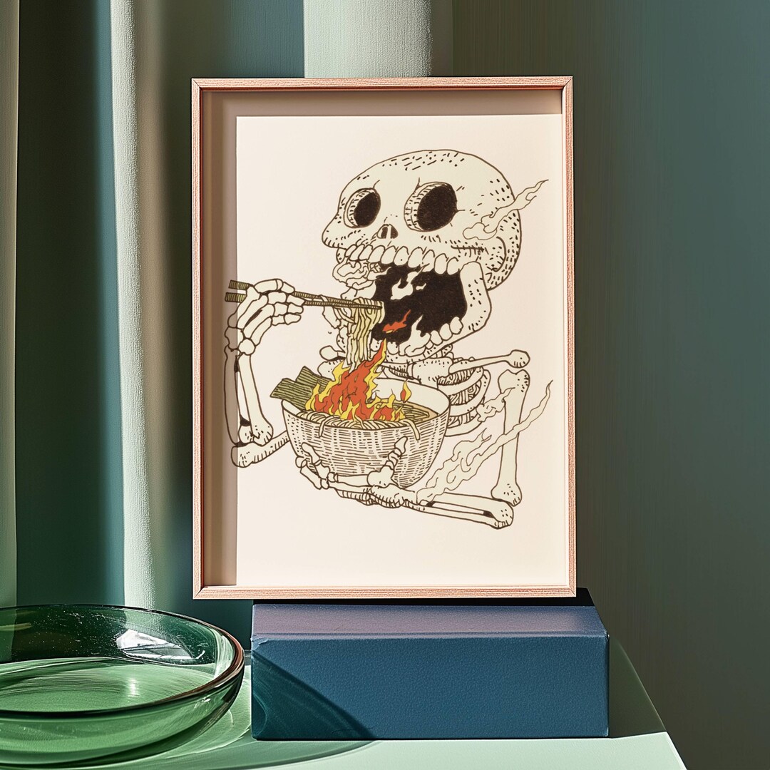 Spicy Ramen Skeleton Art Print - Etsy