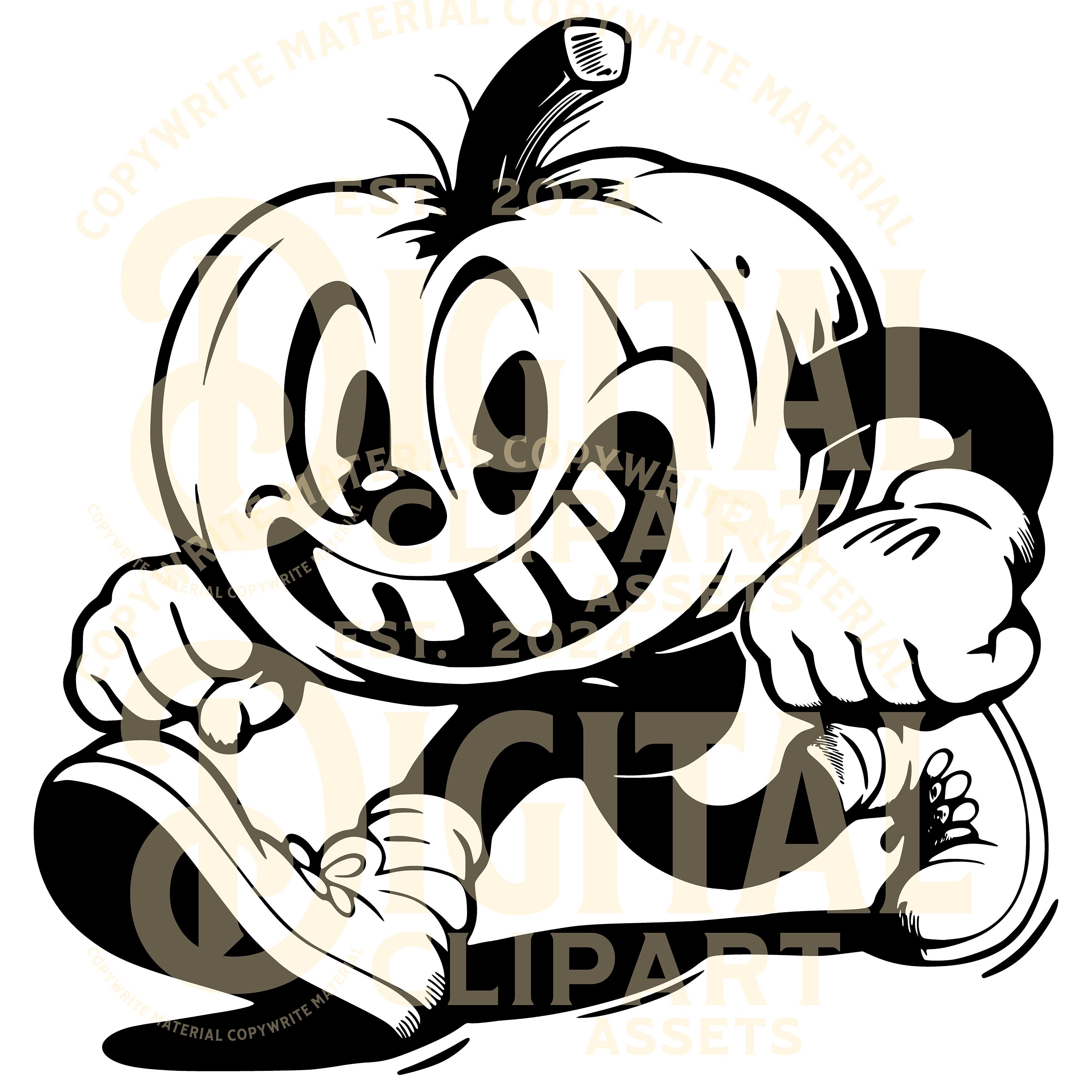Pumpkin Face Mascot Character Clip Art. Retro Halloween Cartoon Clipart ...