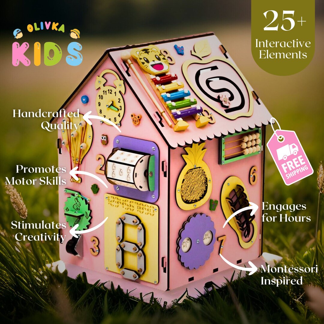 Fidget Busy Board Toddler Sensory Toy Montessori Activity Boards House ...