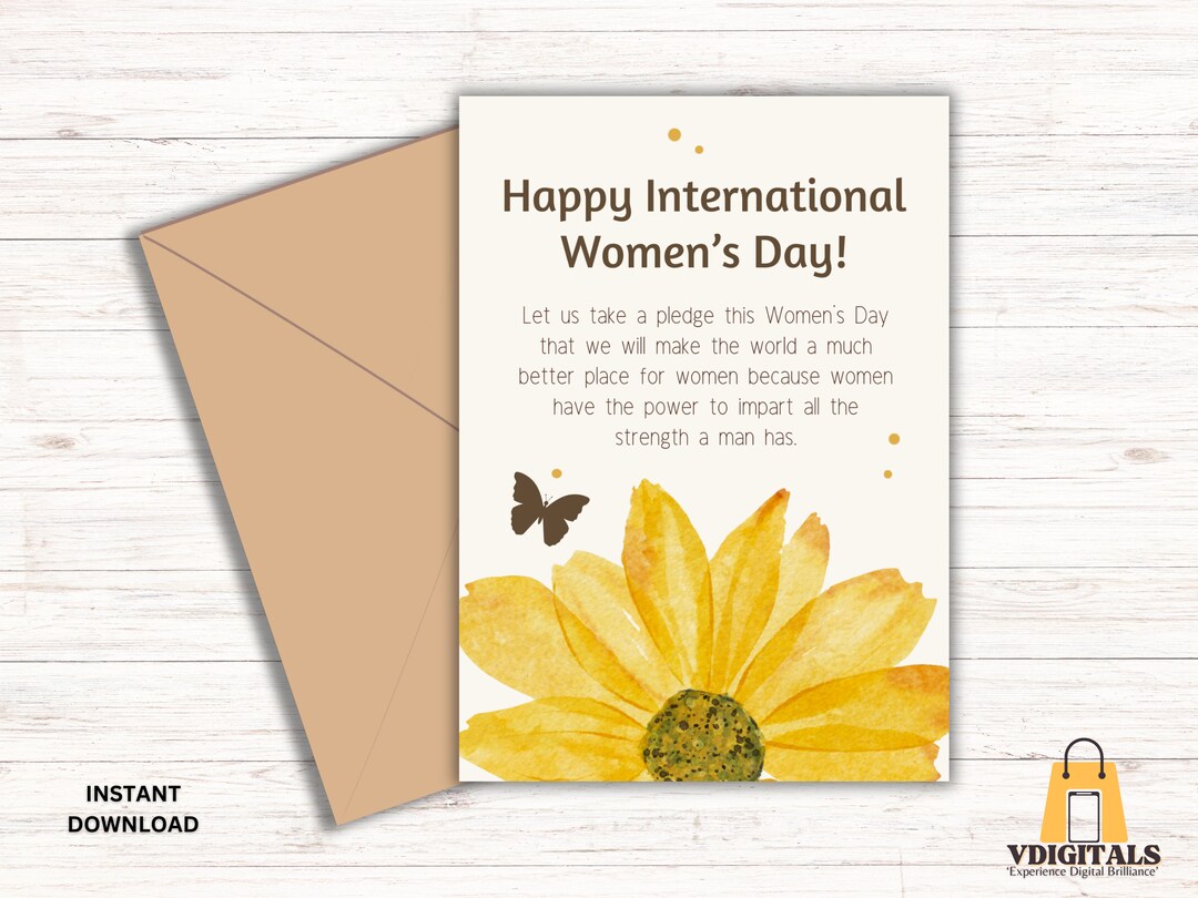 Womens Day Card Happy International Womens Day Printable Card Digital ...