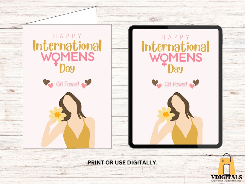Womens Day Card Happy International Womens Day Printable Card Digital ...