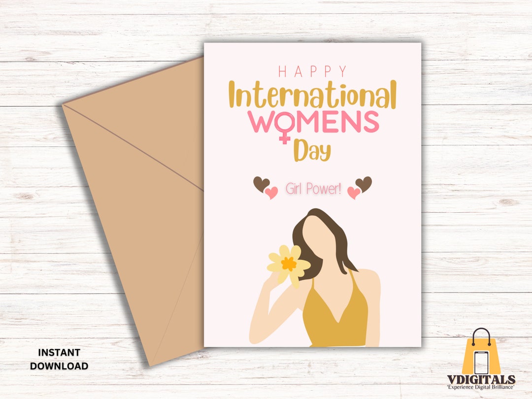 Womens Day Card Happy International Womens Day Printable Card Digital ...