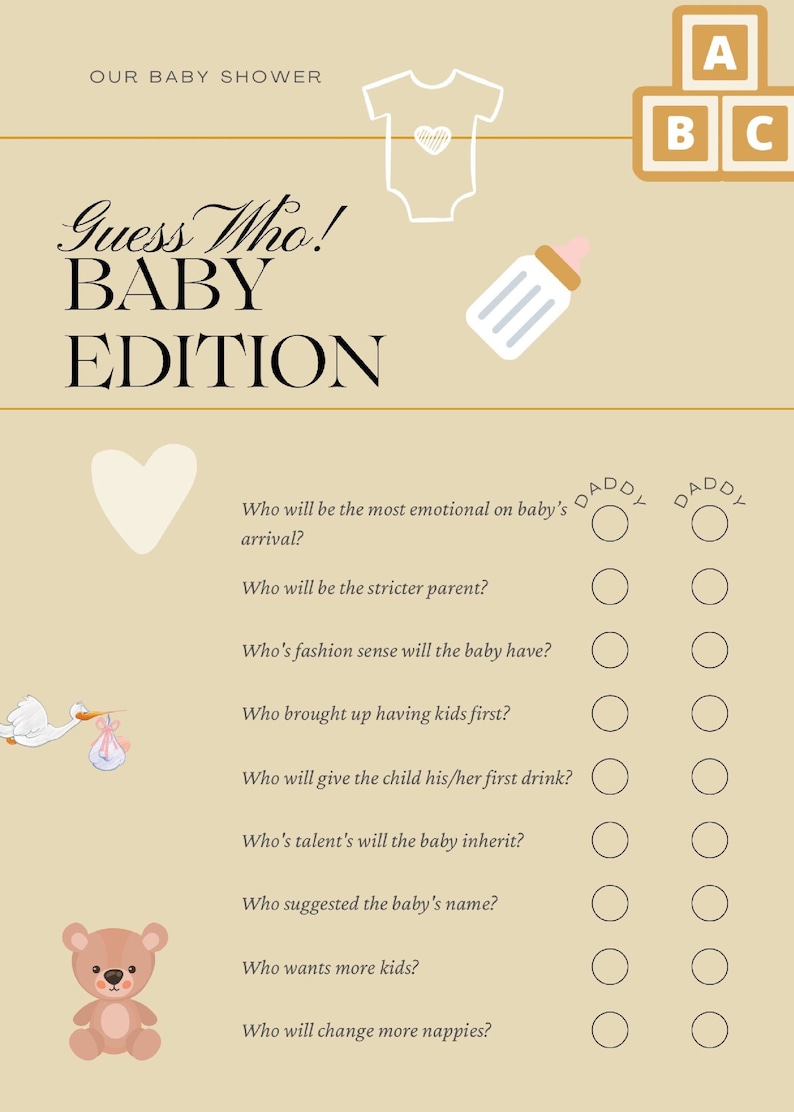 Guess Who Baby Shower Game LGBTQ - Dad Edition! - Etsy
