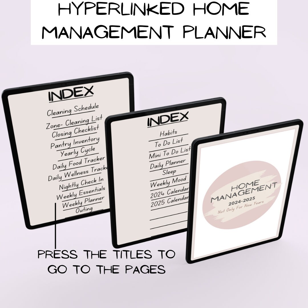 HYPERLINKED HOME MANAGEMENT Digital Planner - Etsy
