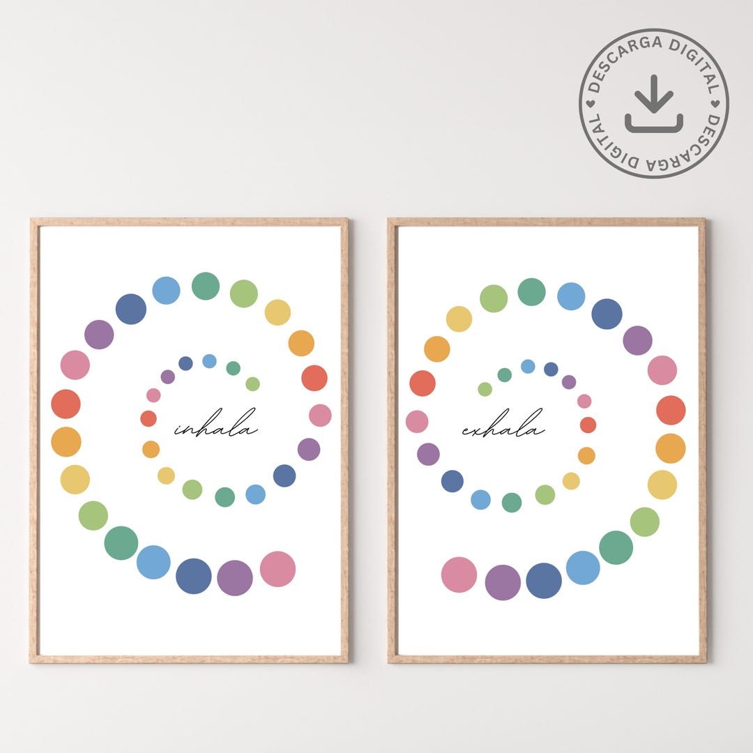 Set of Printable Breathing and Relaxation Posters, Rainbow Colors to ...