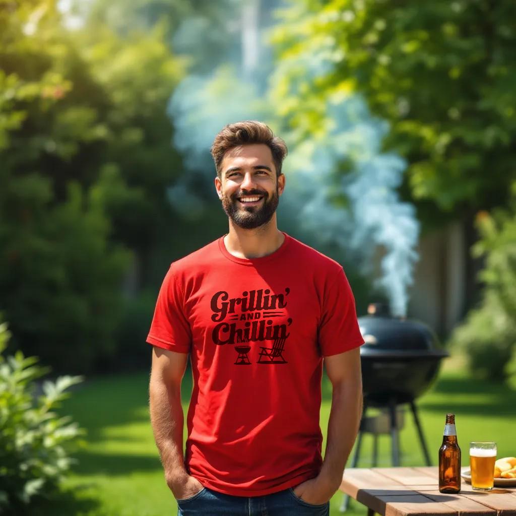 Grillin' and Chillin' BBQ SVG Cut File: Summer T-shirt Design (digital ...