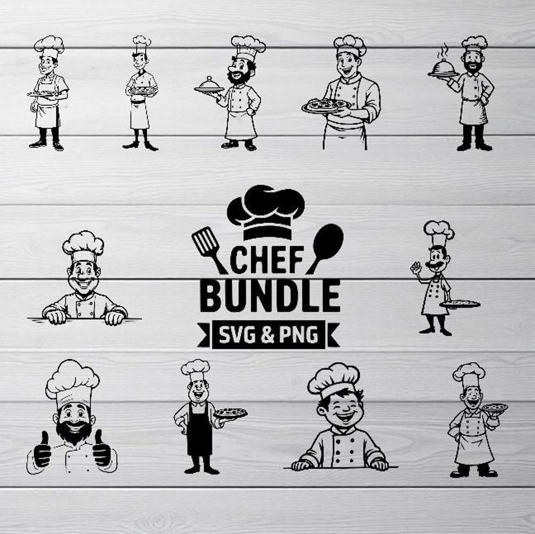Chef Cooking Designs: SVG & PNG Bundle for Mugs, Shirts - Etsy