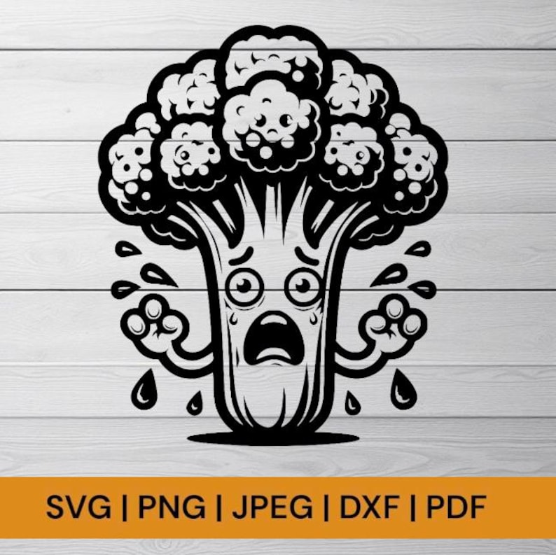 Funny Cartoon Broccoli SVG | Cute Veggie Character Cut File for Cricut ...