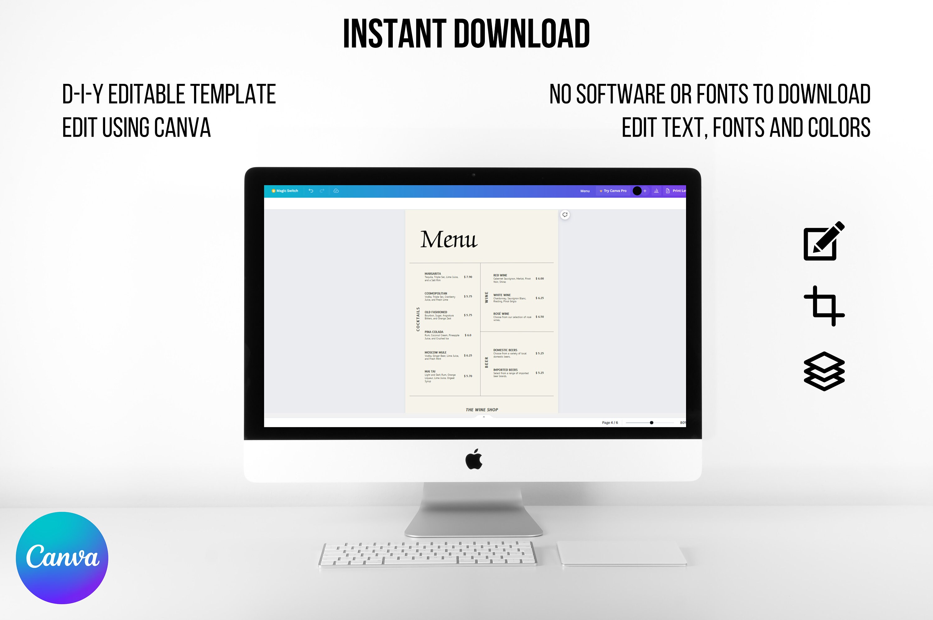 Modern Pricing Menu Template – Editable Canva Design for Restaurant ...