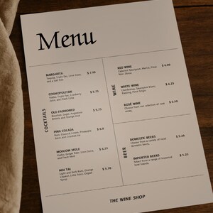 Modern Pricing Menu Template – Editable Canva Design for Restaurant ...