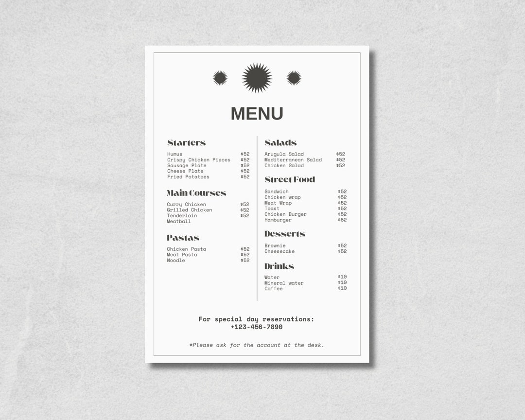 Menu, Menu Template, Restaurant Menu, Bar Menu, Pricing Menu ...