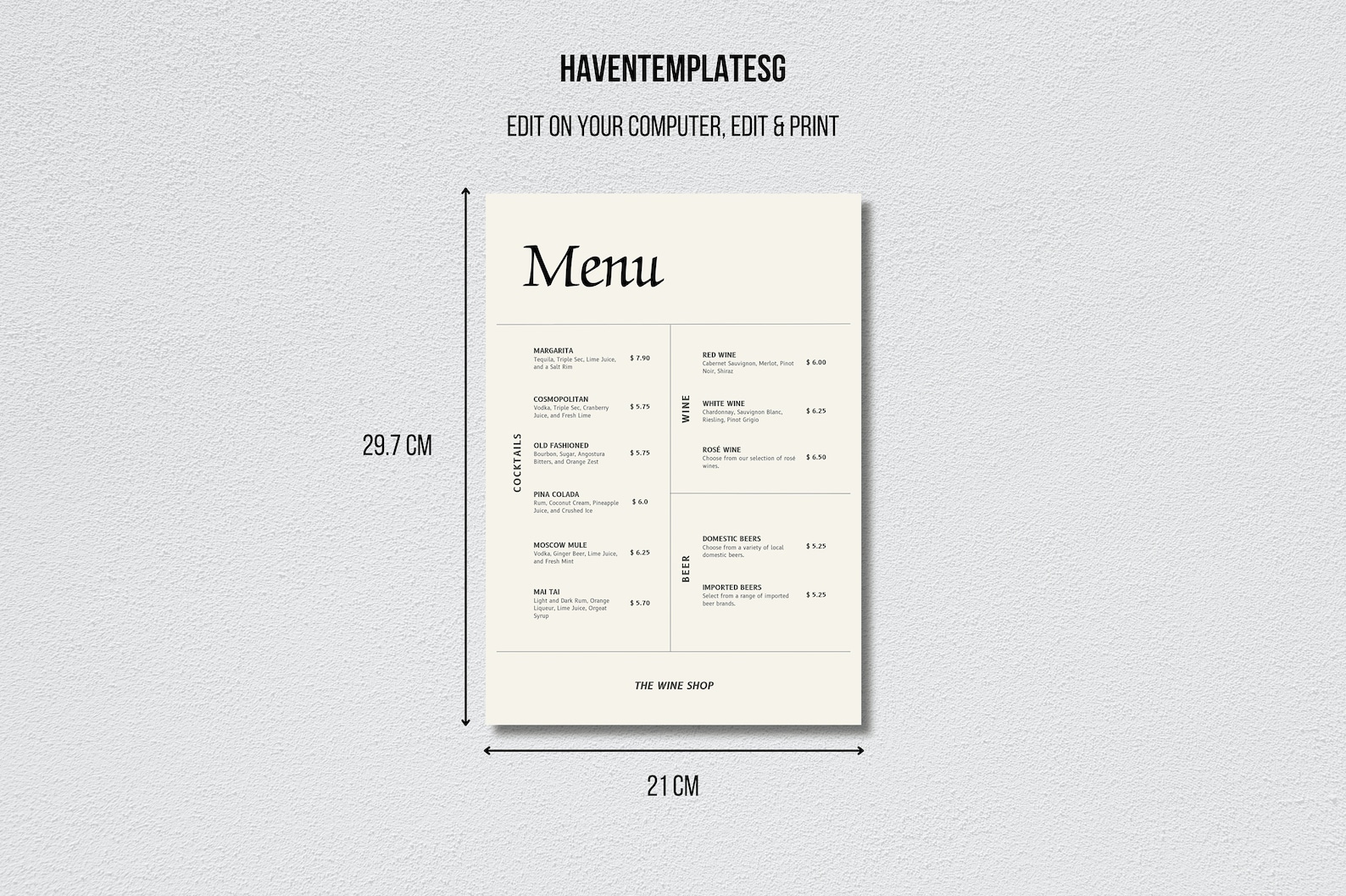 Modern Pricing Menu Template – Editable Canva Design for Restaurant ...