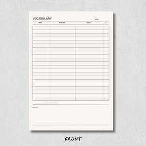 Language Learning | Vocabulary | Worksheet | Modern & Clean | Study ...