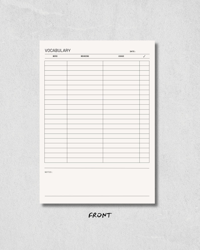 Language Learning | Vocabulary | Worksheet | Modern & Clean | Study ...