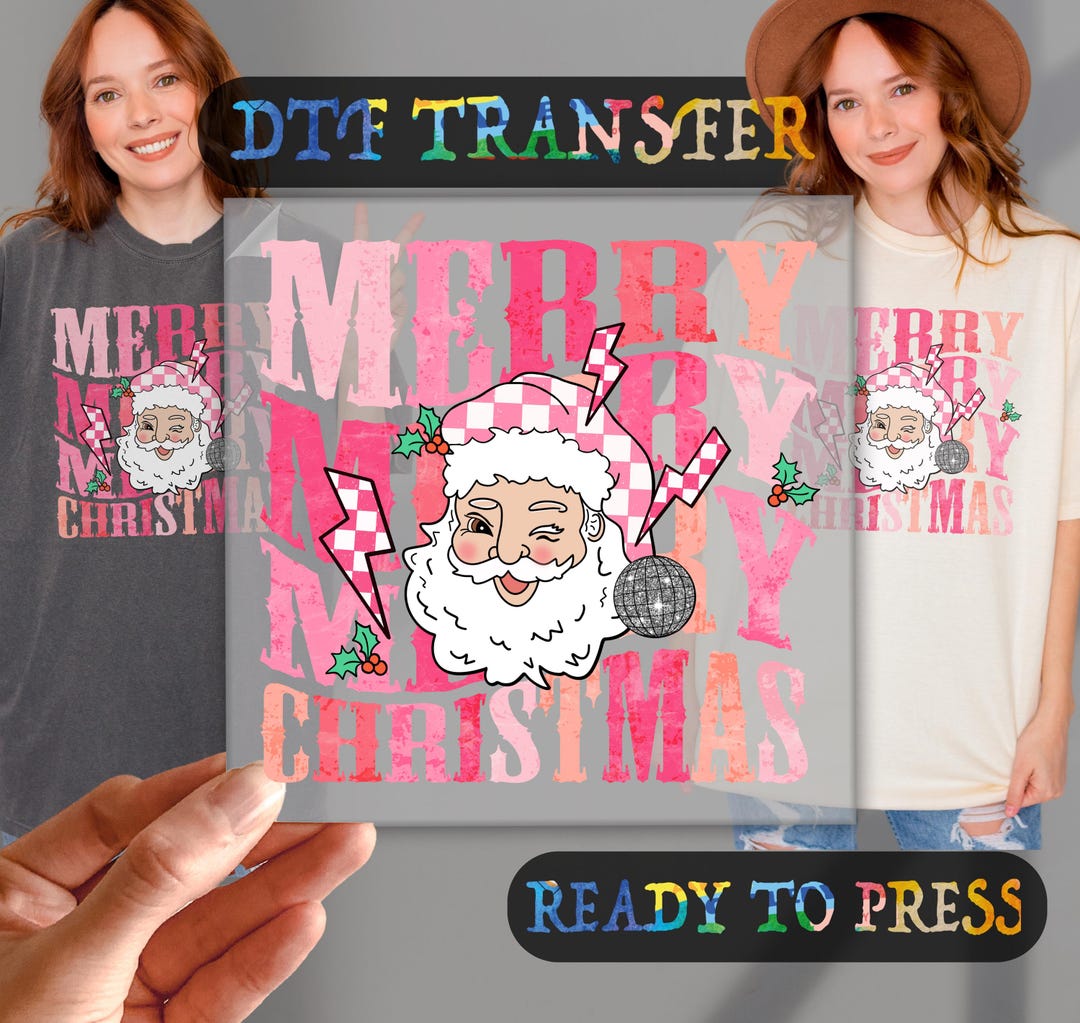 Merry Chritmas Retro Santa Dtf Transfer, Ready to Press, Heat Transfer ...