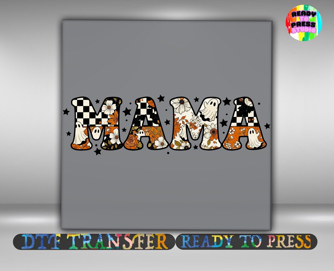 Halloween Mama Ghost DTF Transfer, Retro Floral Fall Iron on Ready to ...