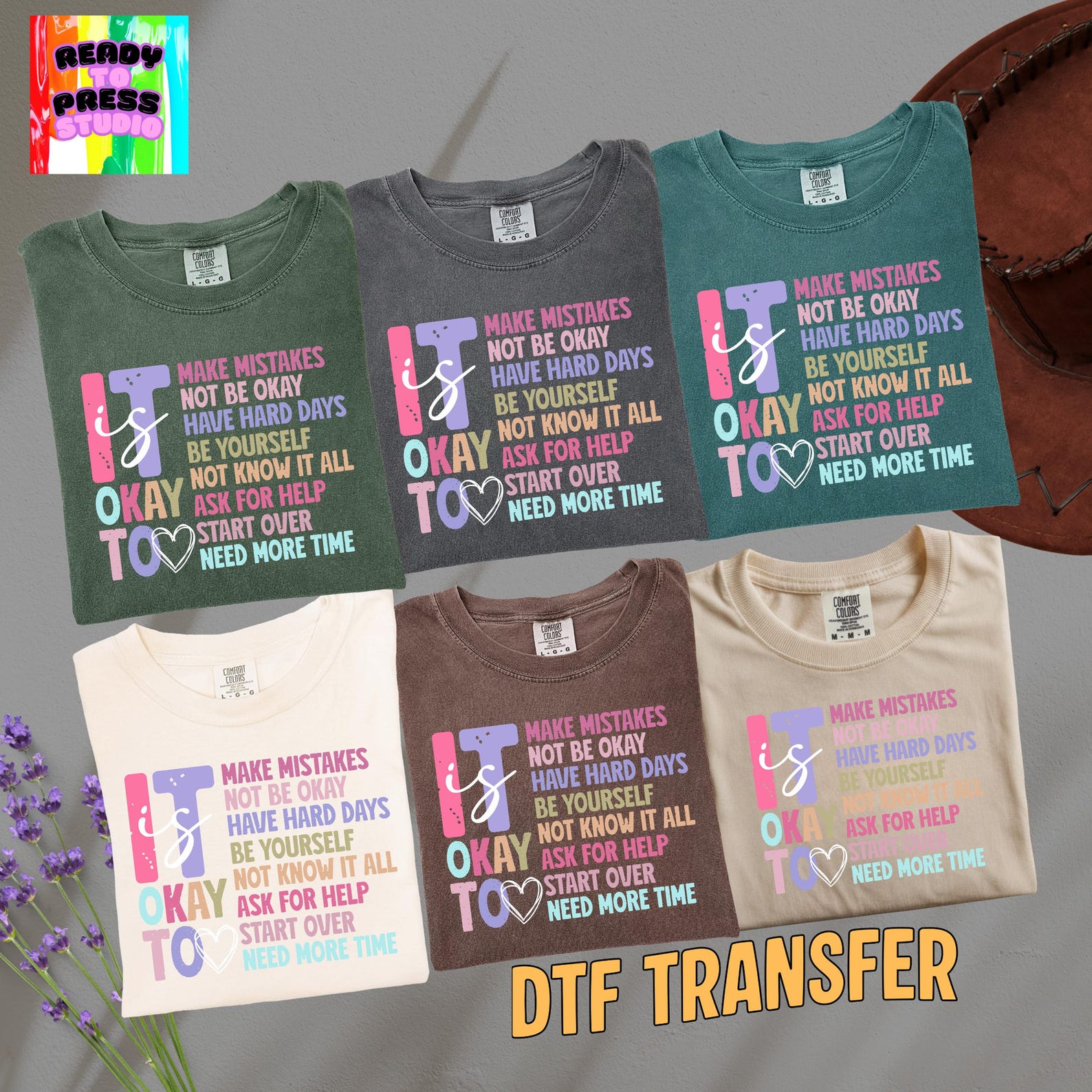 It’s Okay to DTF Transfer, Positive Quote Design Iron on Ready to Press ...