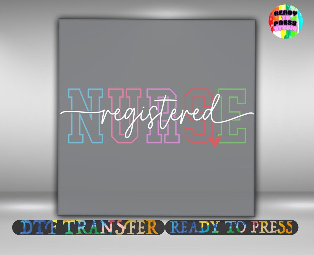 Registered Nurse DTF Transfer, Cute Colorful RN Nursing Iron on Ready ...