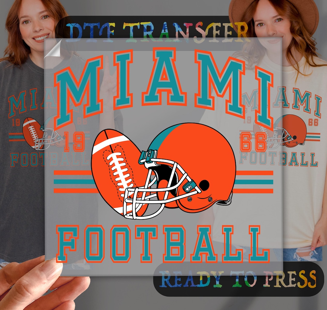 Miami Footbal 1966 Dtf Transfer, Ready to Press, Heat Transfer, DTF ...