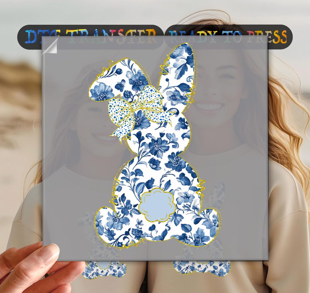 Coquette Happy Easter Dtf Transfer, Cute Bunny Floral Ready to Press ...