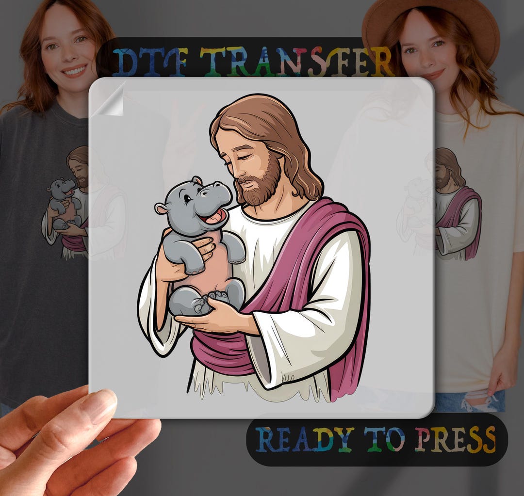 Jesus Loves Hippo Ready to Press, DTF Transfer, Sarcastic Sublimation ...