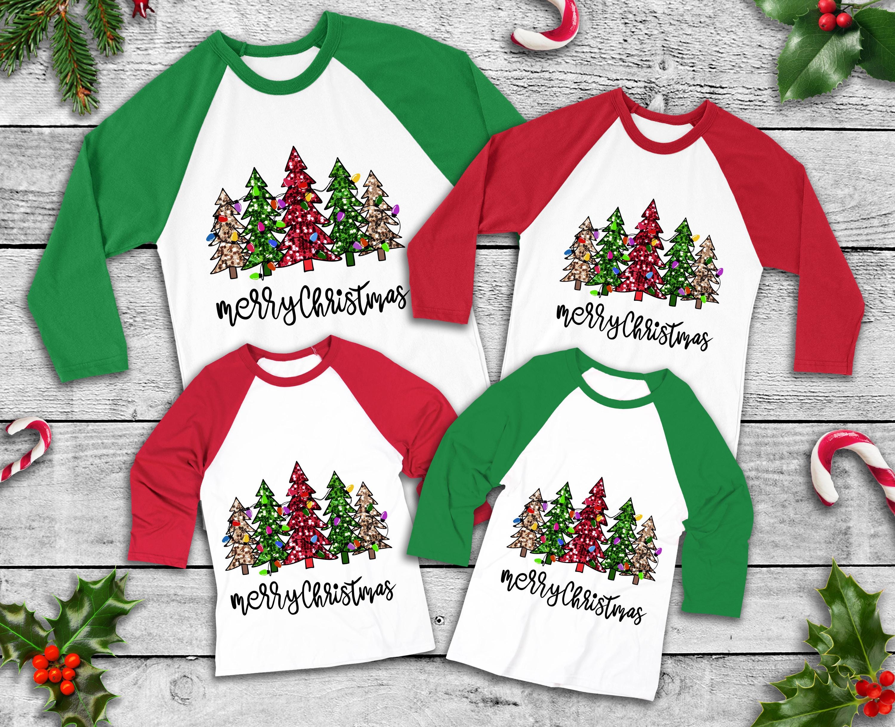 Sequin Christmas Tree DTF Transfer, Glitter Holiday Trees With Light ...