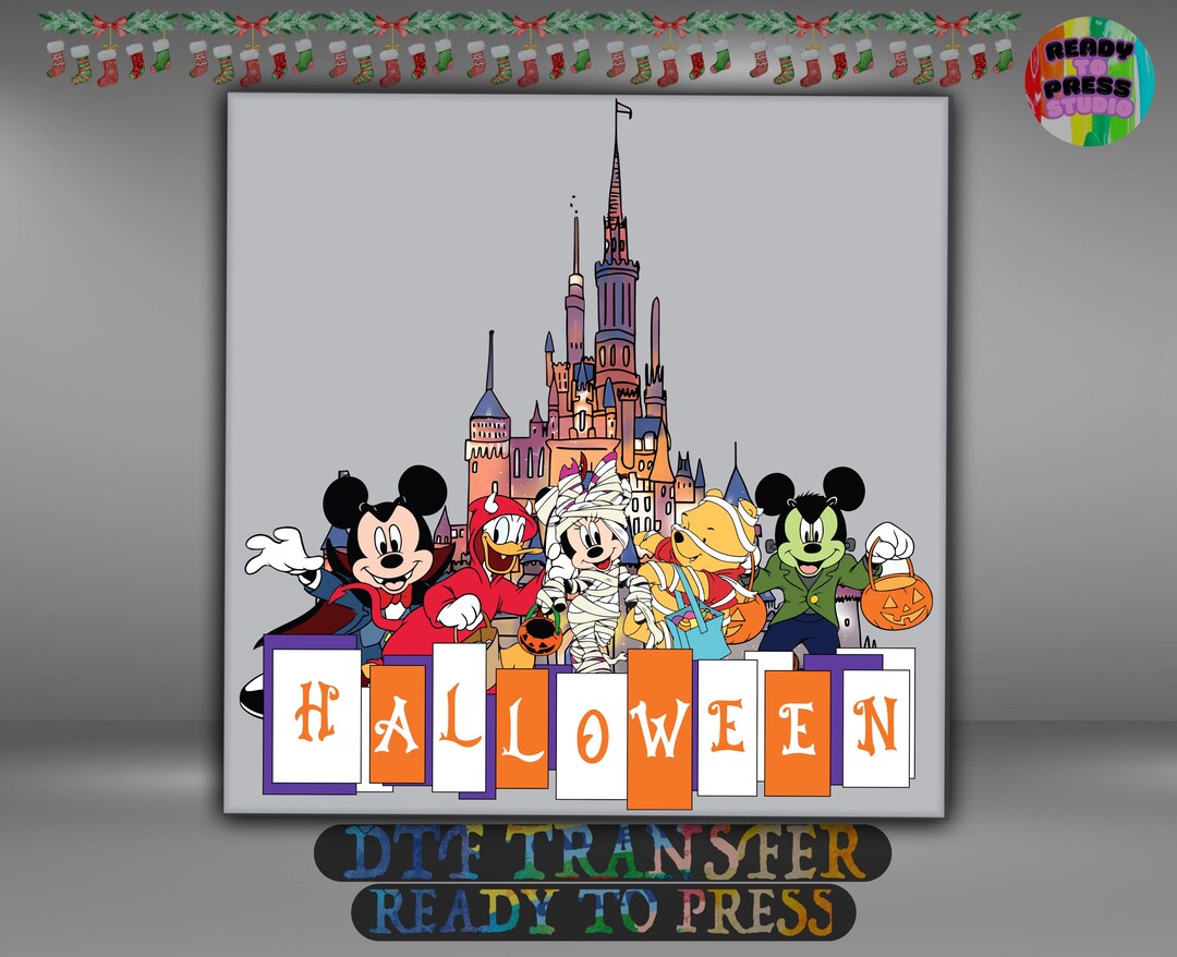Halloween Castle DTF Transfer, Cute Halloween Characters Iron on Ready ...