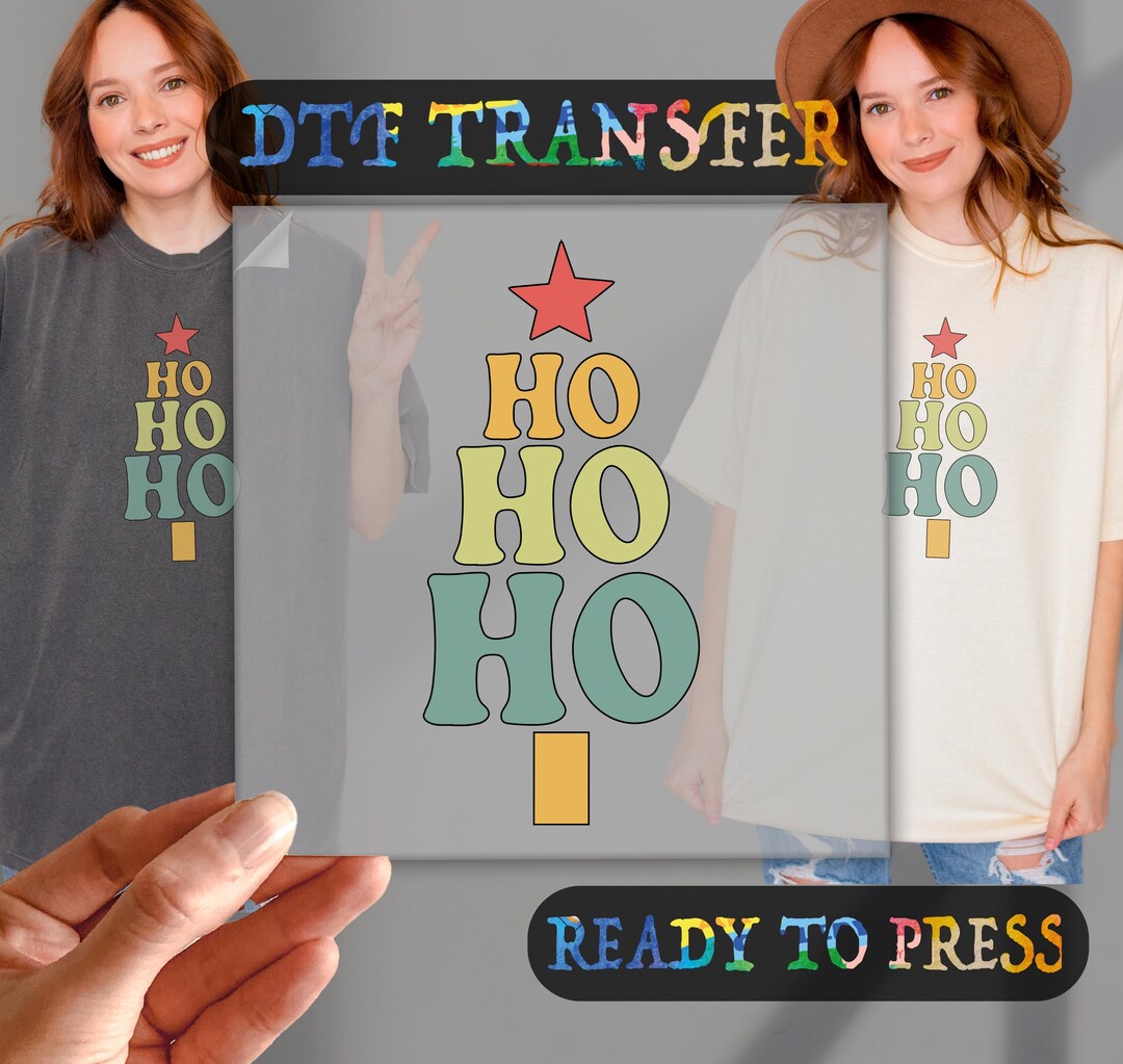Ho Ho Ho Christmas Tree Dtf Transfer, Ready to Press, Heat Transfer ...