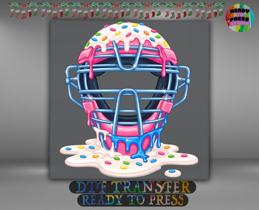 Ice Cream Baseball Helmet DTF Transfer, Colorful Drippy Sprinkles ...