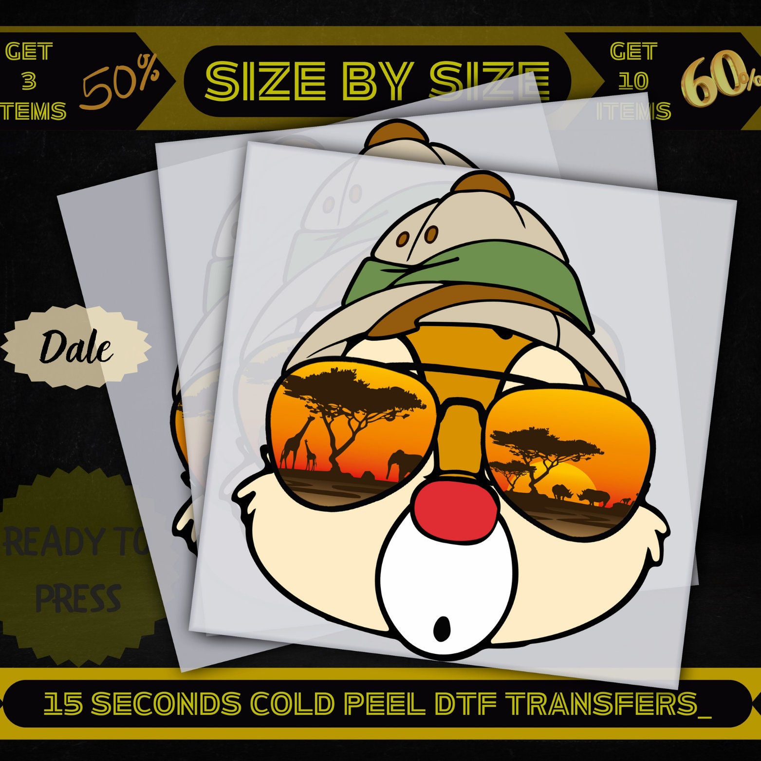 Disney Safari Characters-2 Ready to Press, Mickey and Friends DTF ...