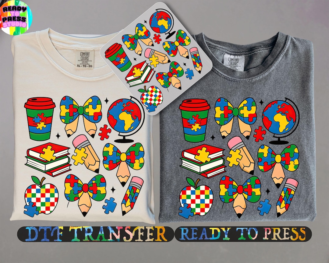 Autism Teacher Dtf Transfer, Autism Awareness Ready to Press, Heat ...