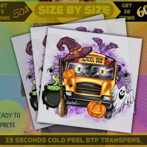 Halloween School Bus Dtf Transfer, Back to Spooky School Bus Driver ...