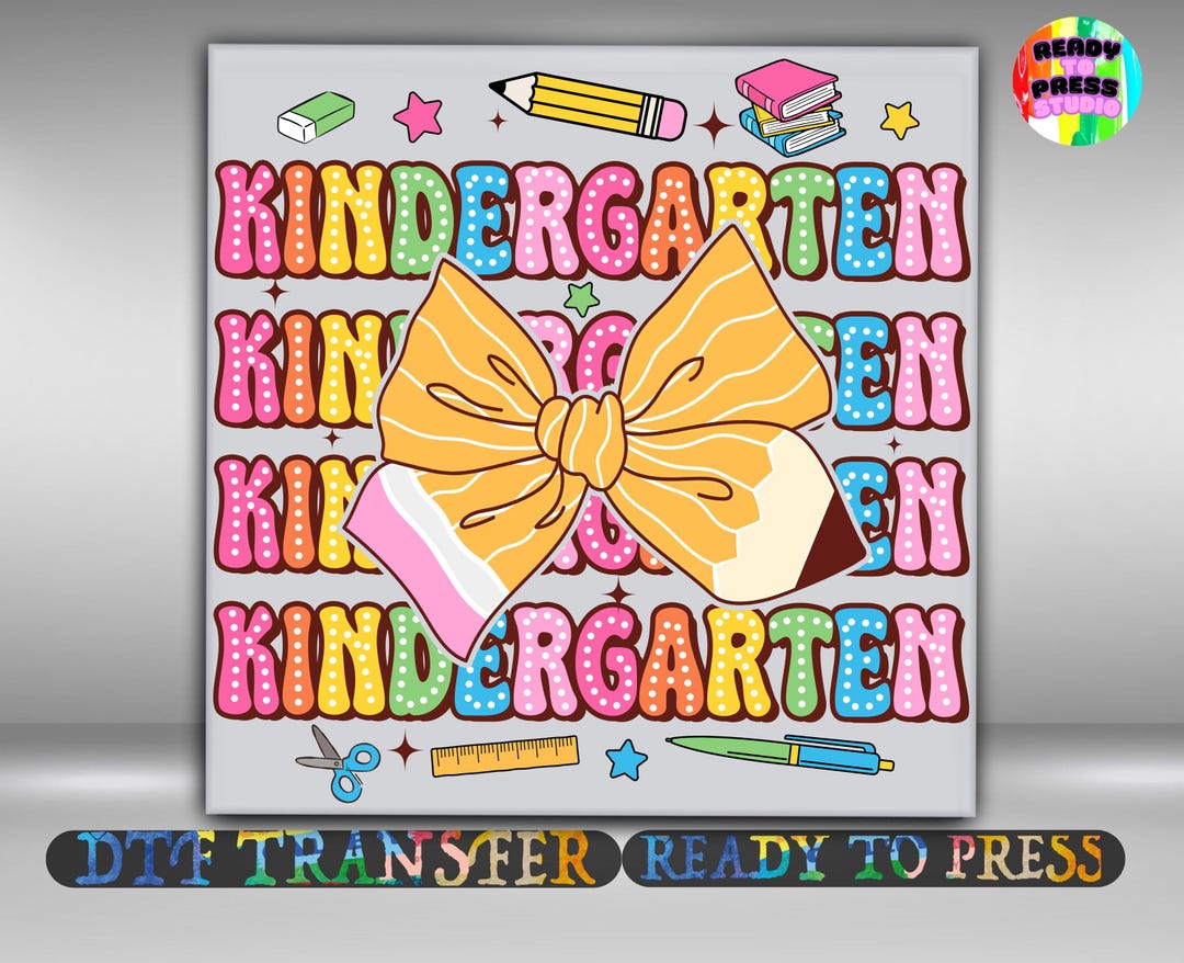 Kindergarten DTF Transfer, Back to School Pencil Bow Design Iron on ...