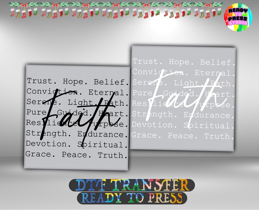 Faith DTF Transfer, Minimalist Christian Faith Typography Design Iron ...