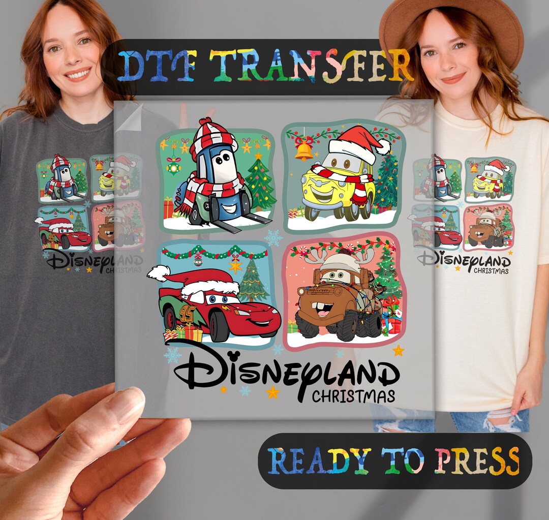 Disneyland Christmas With Disney Characters Design Dtf Transfer, Ready ...