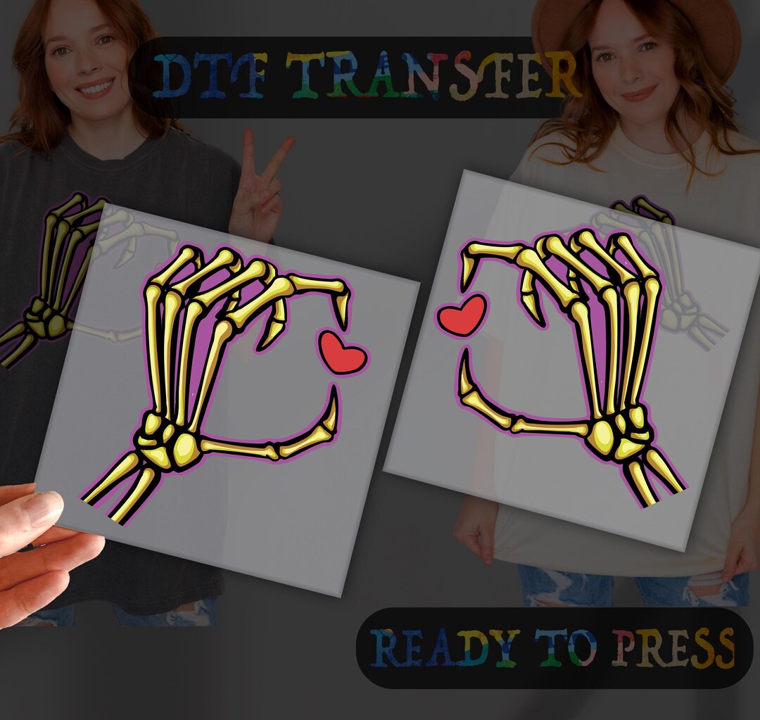 Skeleton Hands Heart Matching Dtf Transfer, Custom Valentine's Day ...