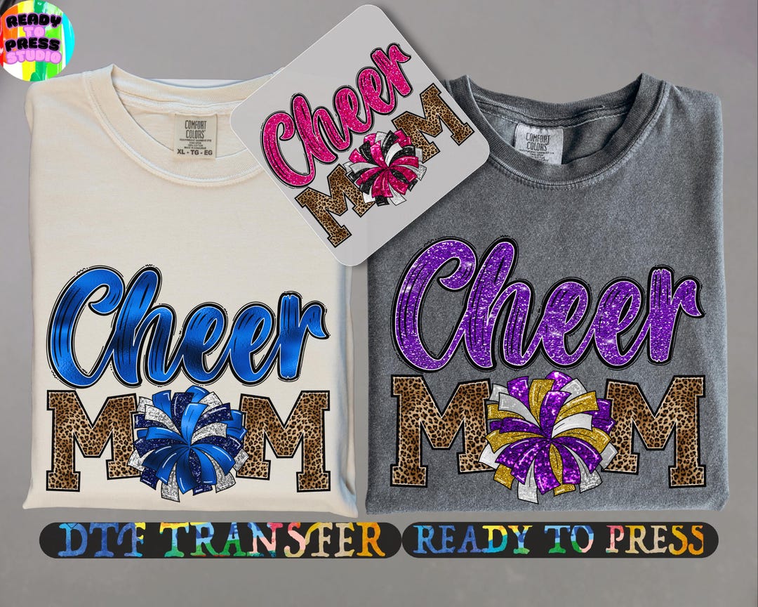 Custom Cheer Mom Glitter Effect DTF Transfer, Women Sparkle Ready to ...
