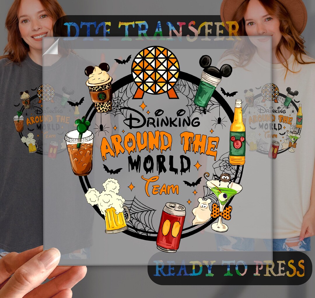 Drinking Around the World Team Dtf Transfer, Disney Halloween, Ready to ...