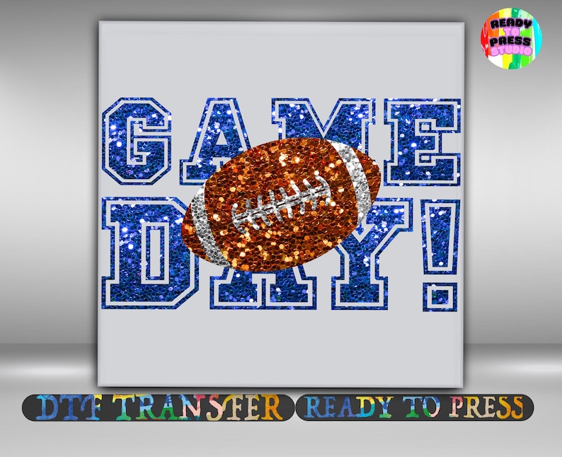 Game Day Football Glitter DTF Transfer, Sparkly Football Design Iron on ...