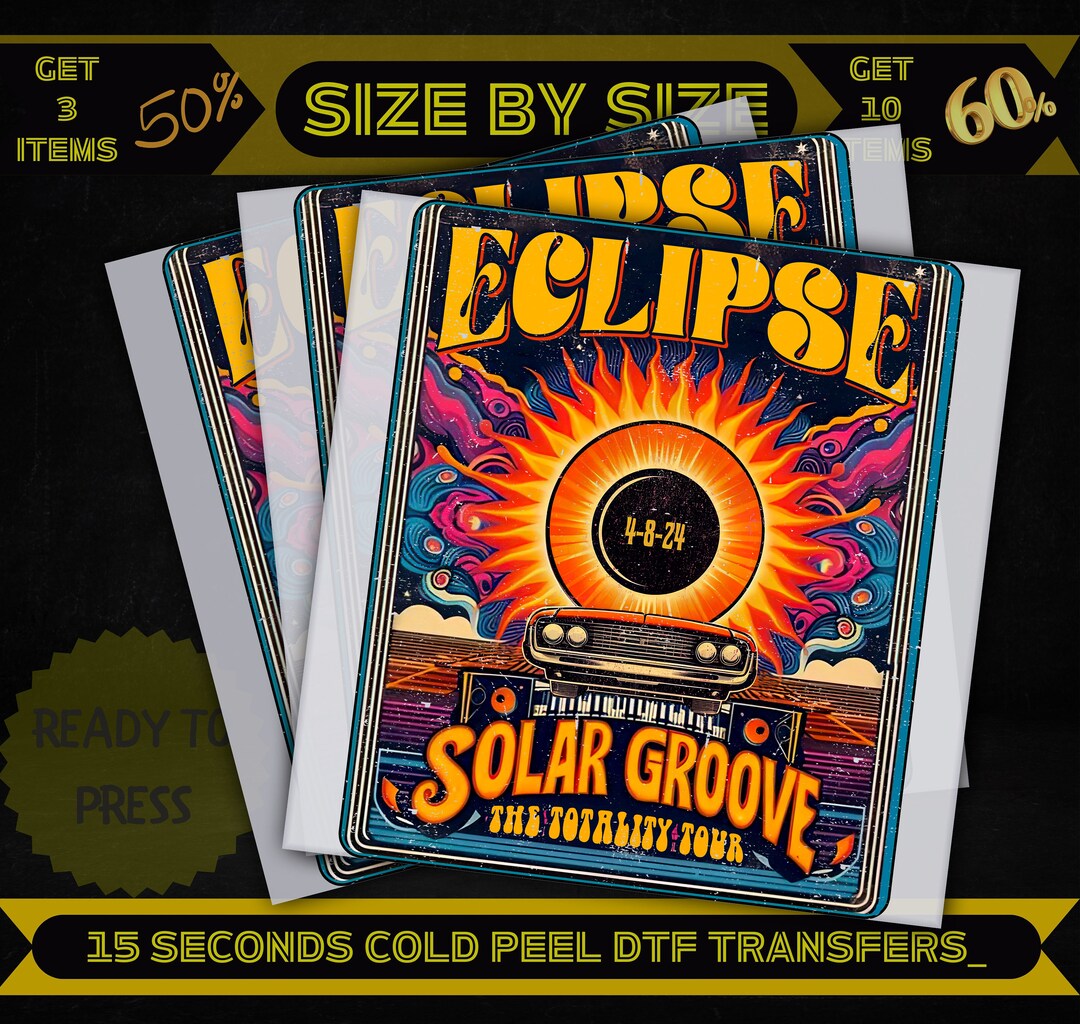Eclipse Solar Groove Dtf Transfers, the Totality Tour, Sun and Moon ...