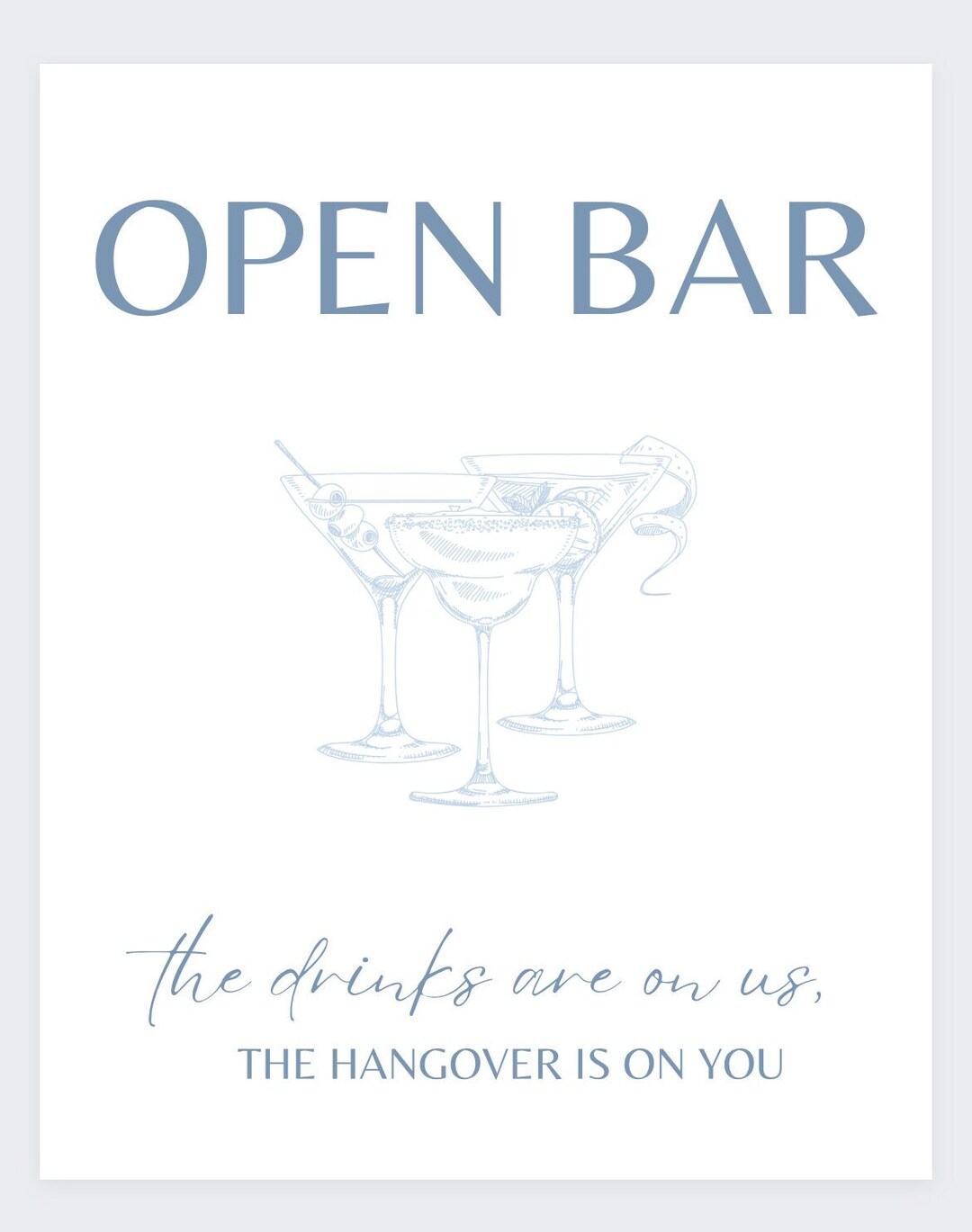 Open Bar Sign white Classic Blues Collection - Etsy
