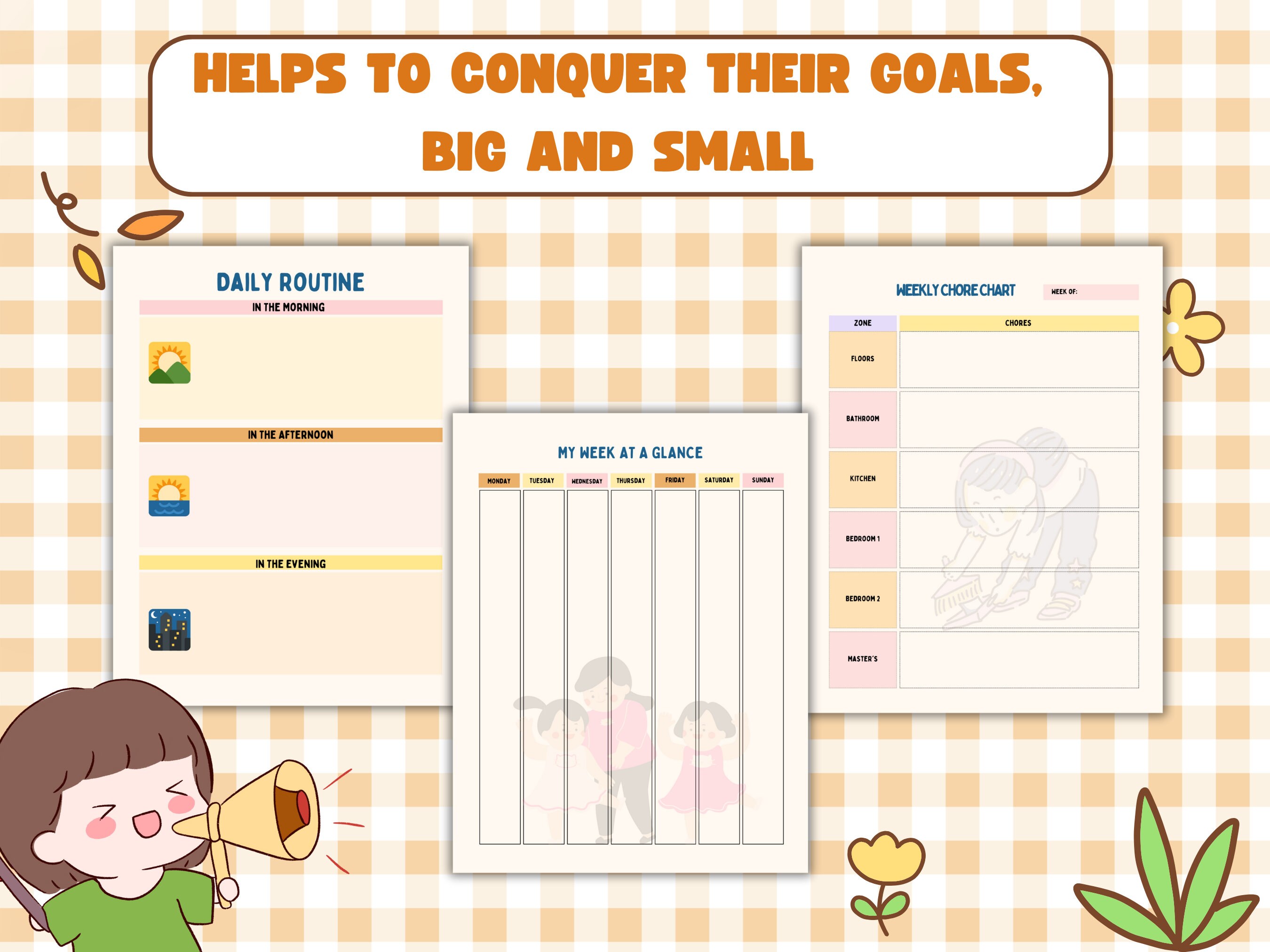 2024 Cute ADHD Digital Planner for Kids A4 Size Printable PDF File - Etsy